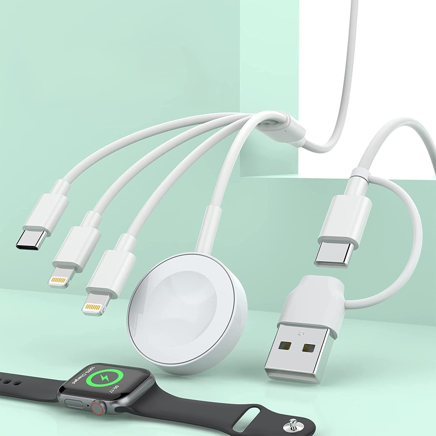 MTAKYI 4 in 2 USB C iWatch Charger for Apple Watch SE, 6FT iWatch Fast ...