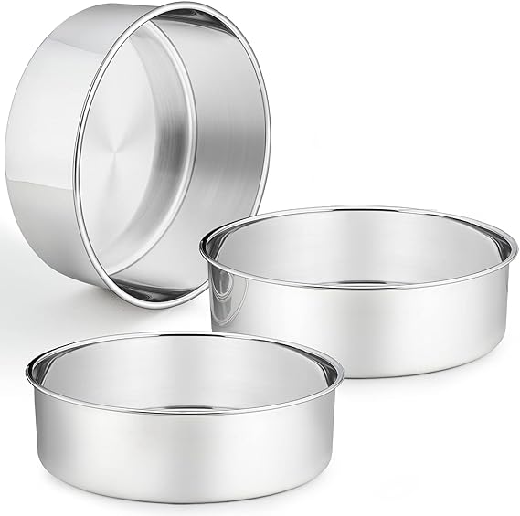 Amazon.com: P&P CHEF 8 Inch Cake Pans Set, Round Baking Pan Stainless ...