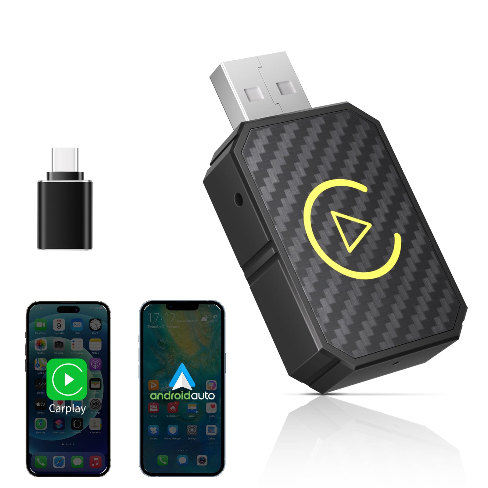 Adattatore CarPlay & Android Auto Wireless, Mini Stick per Convertire ...