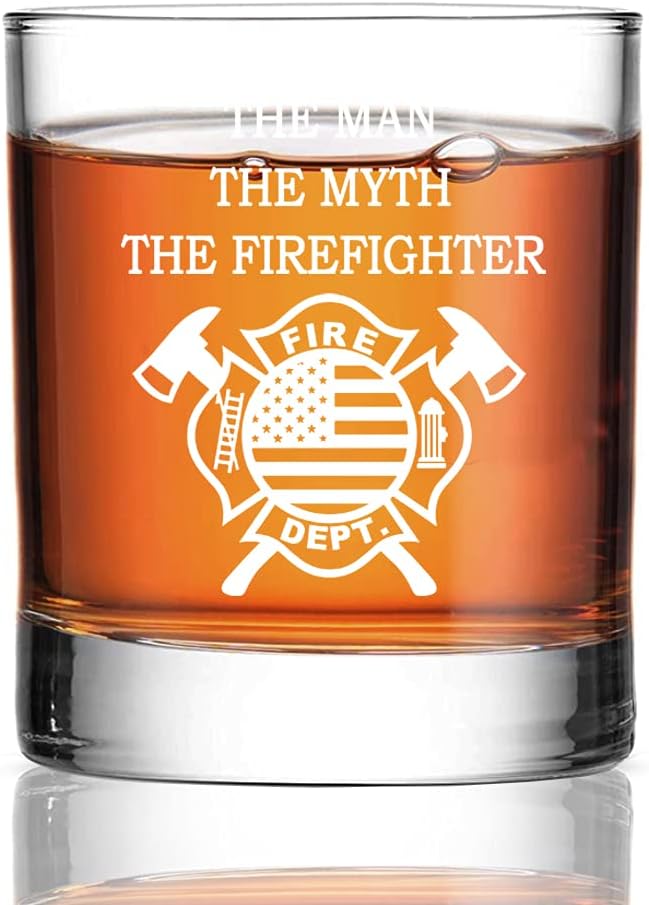 Amazon.com | TOUNER The Man The Myth Whiskey Glasses, Firefighter ...