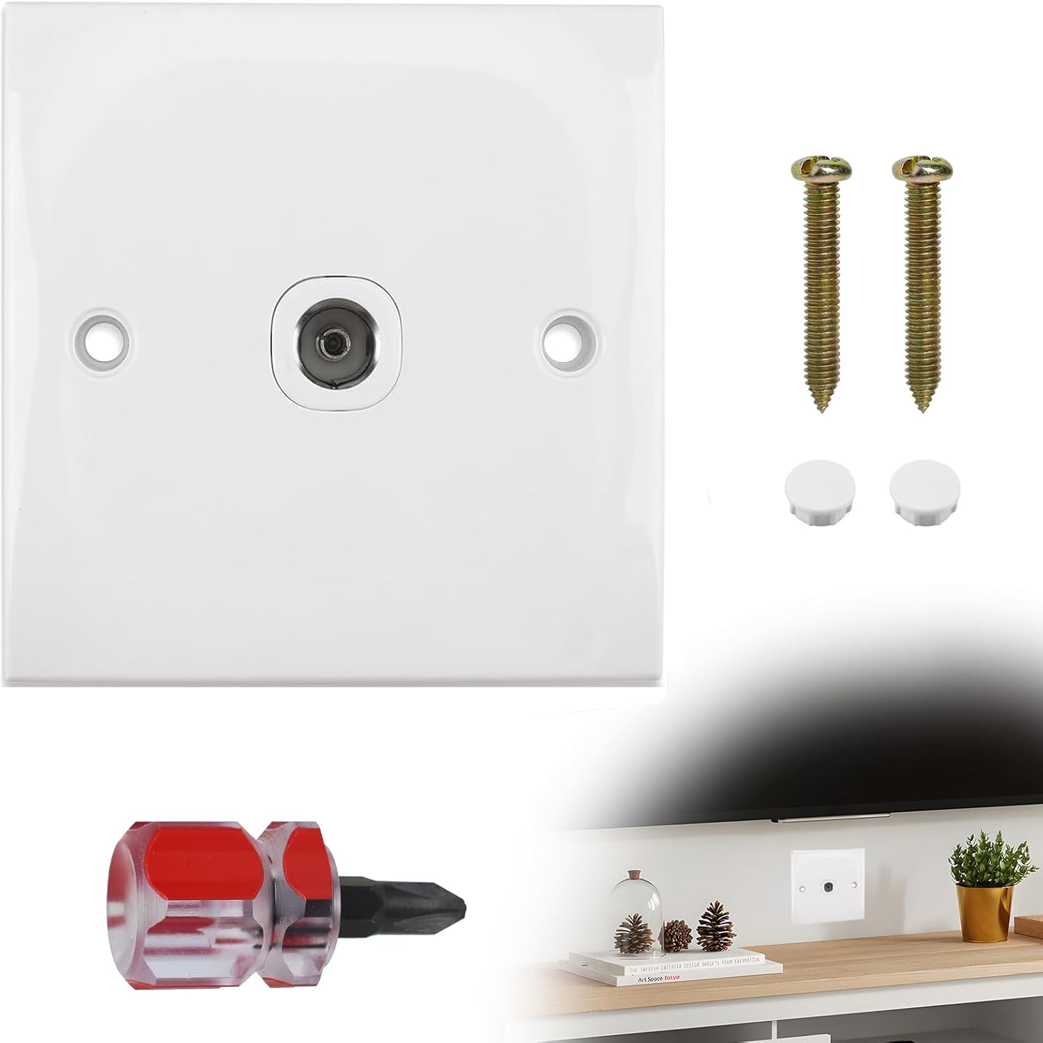 LUCTHY TV Aerial Socket Coax Wall Faceplate – Single TV/FM Coaxial ...