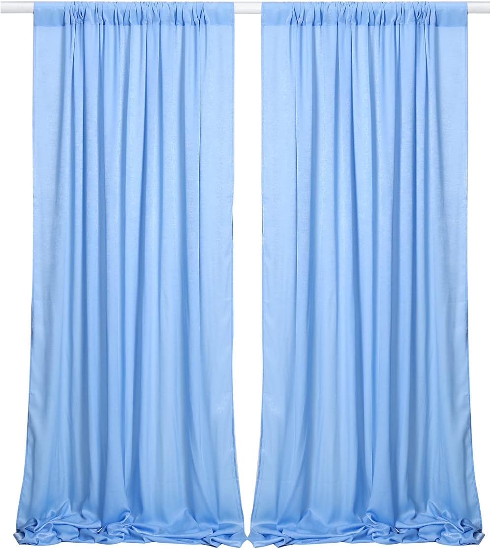 SHERWAY 2 paneles de 48 pies x 10 pies de cortina de satén azul cielo ...