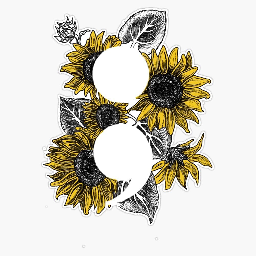 Amazon.com - EB Store Semicolon Sunflower Vinyl Waterproof Sticker ...