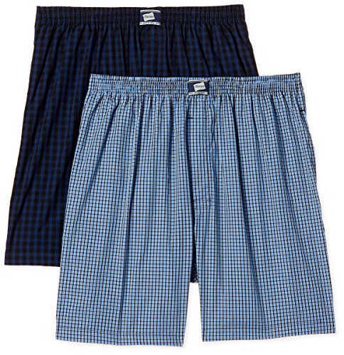 Buy Hanes Men's Checkered Boxers (Pack of 2)(P108-NB2-P2_Navy -Black ...