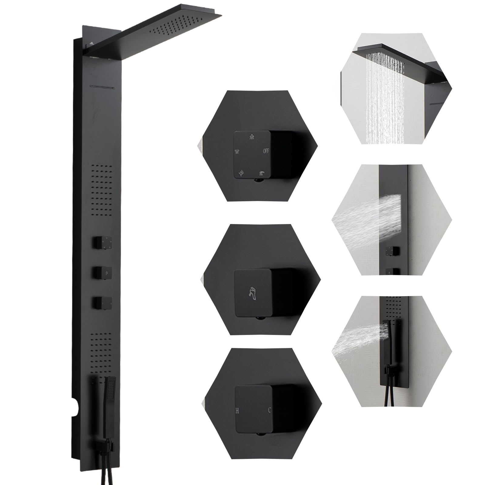 BWE Modern Rainfall Shower Panel Tower System Multi-function 304 ...