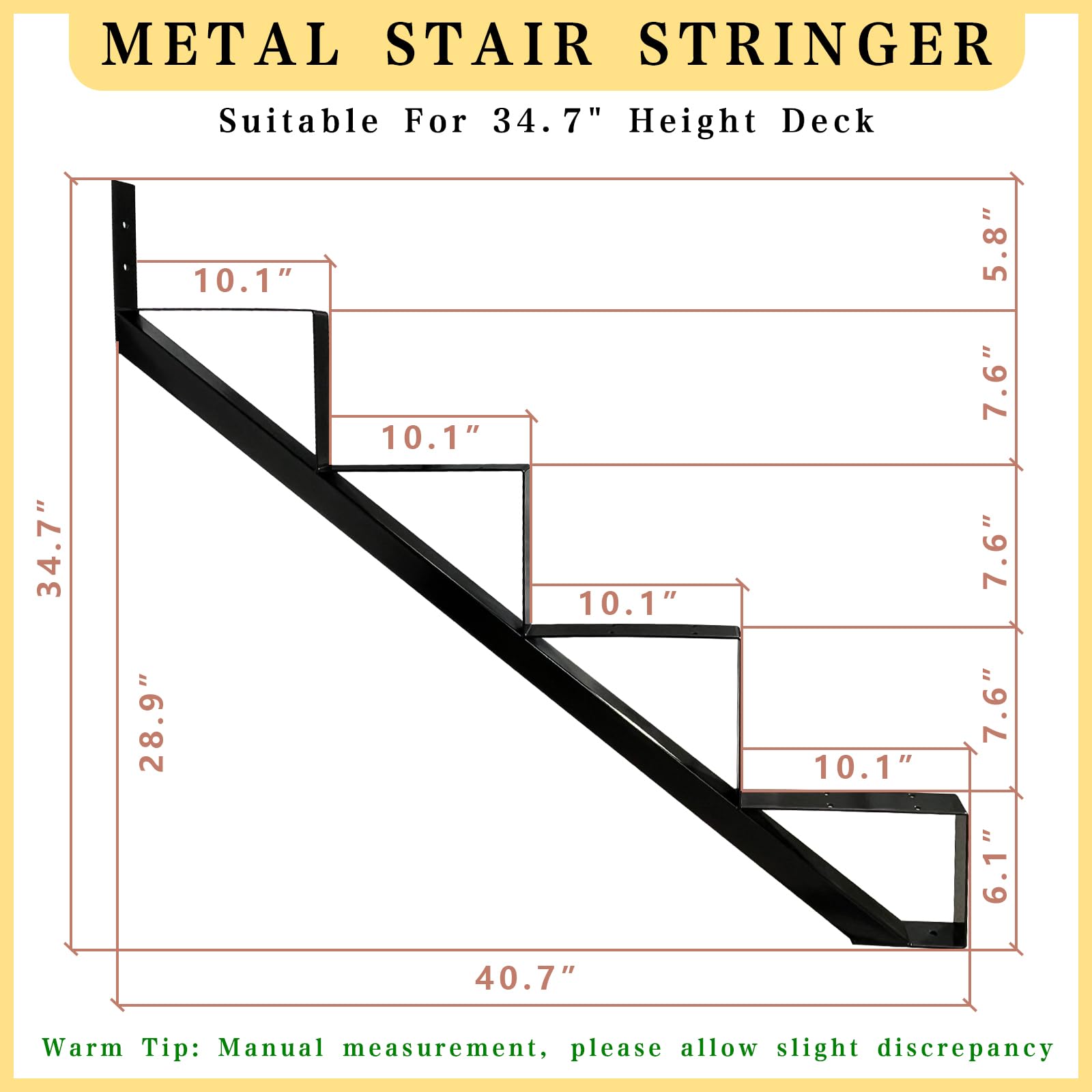 Snapklik.com : 3 Packs Metal Stair Step Stringers, 4 Step Steel Riser ...