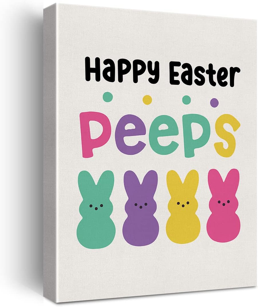 Amazon.com: NISTOMISU Happy Easter Peeps Canvas Prints Wall Decor ...