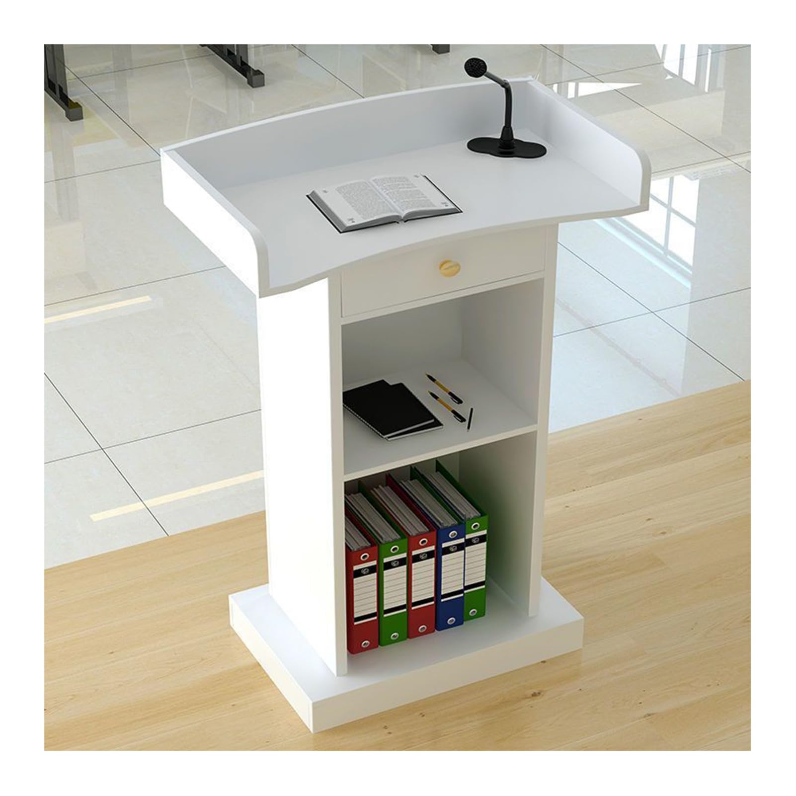 Amazon.com: Wooden Lectern Podium Stand with Storage Shelf - Ideal for ...