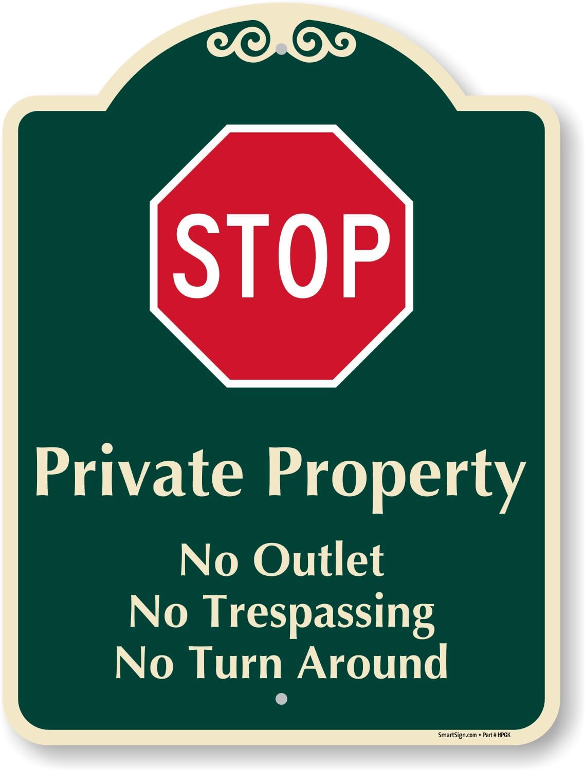 Amazon.com: SmartSign Designer "STOP Private Property No Outlet, No ...