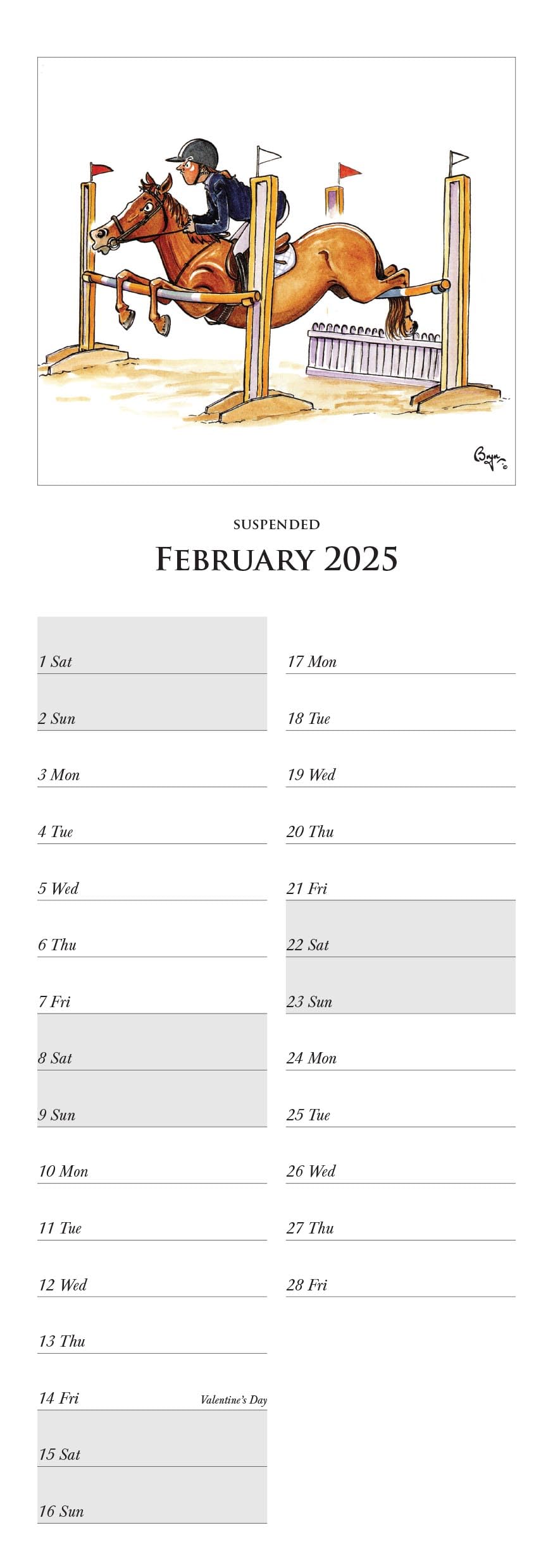 Horse and Pony Calendar 2025. Slim hanging wall planner for equestrian ...