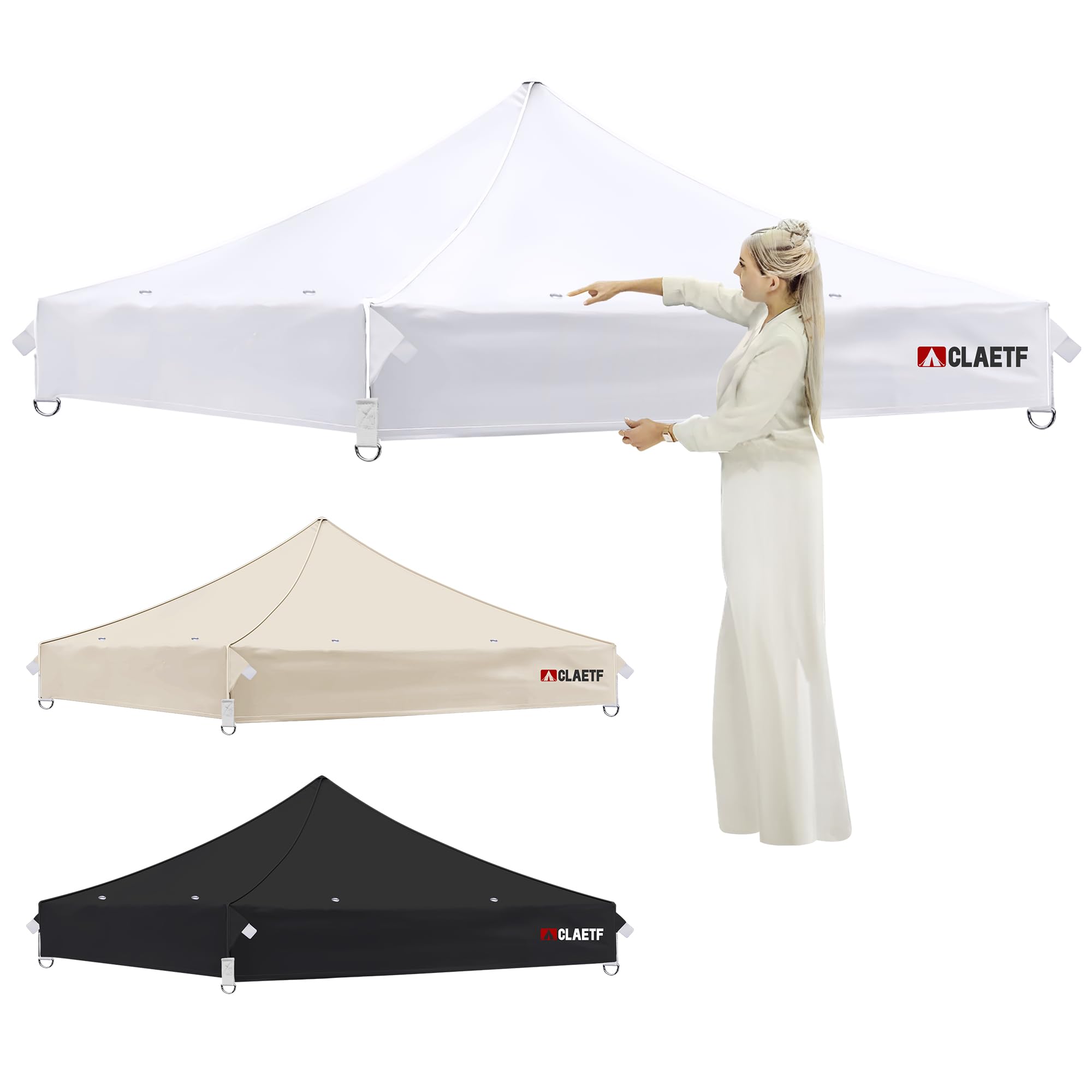 CLAETF 10x10 Canopy Replacement Top for Pop Up Canopy Tent - 8 Drainage ...