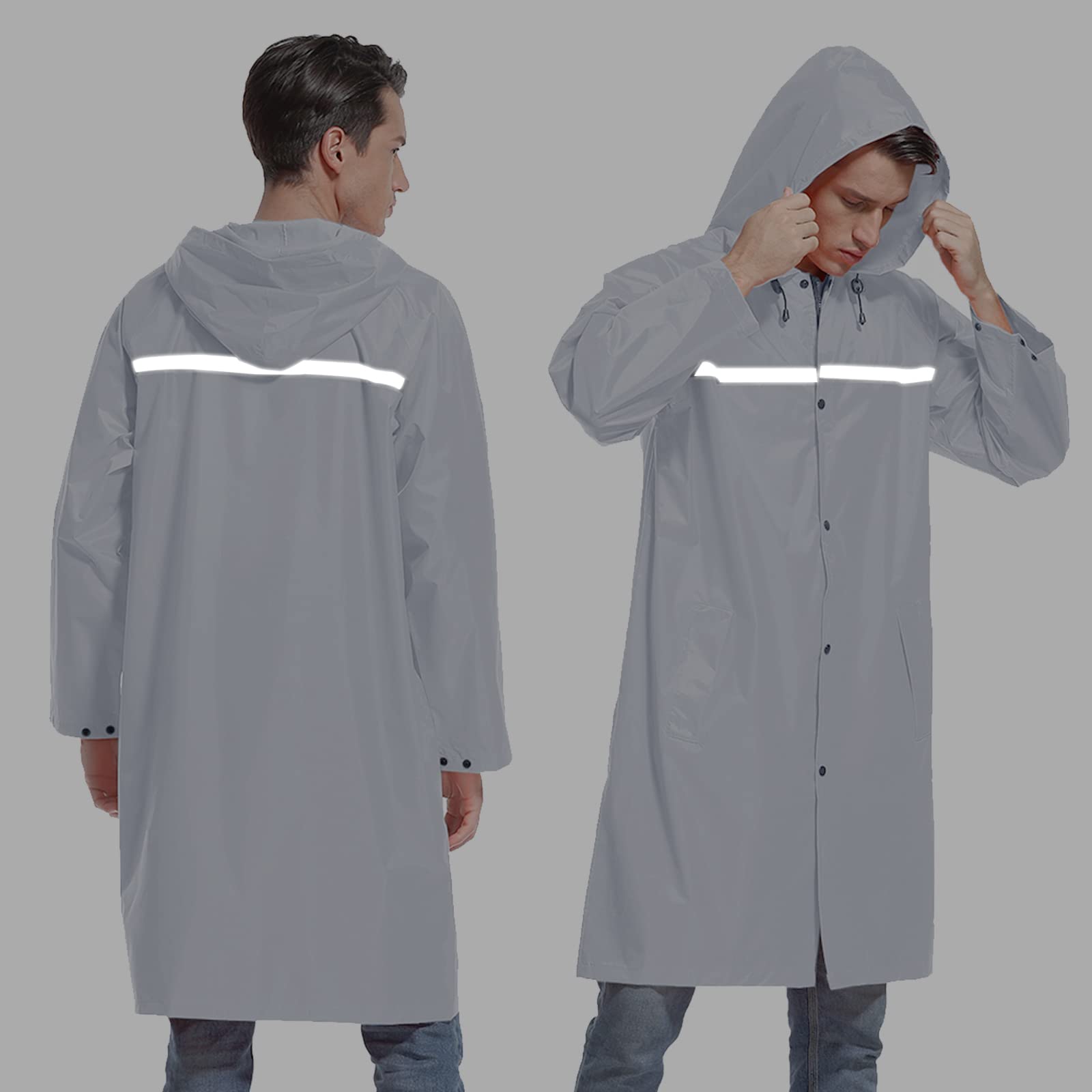 Snapklik.com : Mens Long Hooded Safety Rain Jacket Waterproof Emergency ...