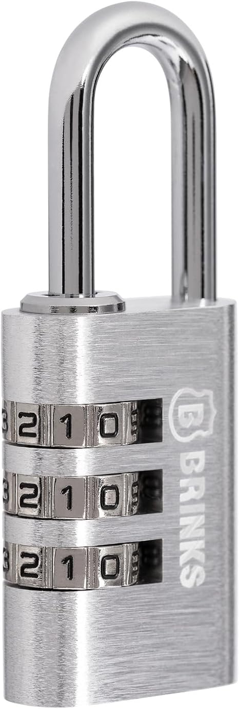 Brinks 28mm Aluminum Resettable 3-Dial Combination Padlock for Indoor ...