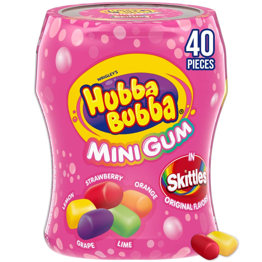 Amazon.com : HUBBA BUBBA Minis SKITTLES Flavored Bubble Gum, 40 Piece ...