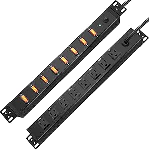 Amazon.com: HHSOET 1U Rack Mount Surge Protection, 8 Outlet PDU Power ...