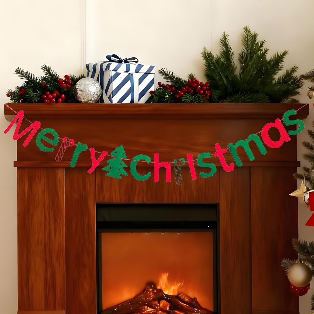 Amazon.com: Merry Christmas Banner Red and Green Merry Christmas Sign ...
