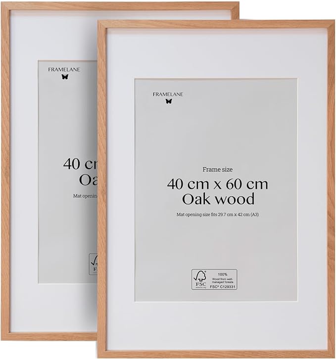 Framelane Set de 2 Marco Madera 40x60 Natural con Vidrio Acrílico ...