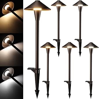LEONLITE 3CCT Low Voltage Pathway Lights, LED Landscape Path Lights ...