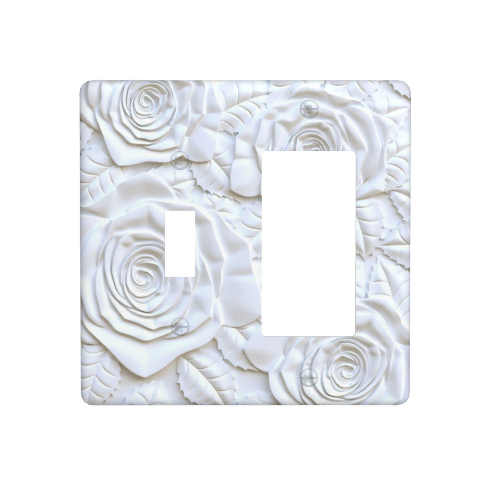 White Rose Toggle/Rocker Light Switch Cover Decorative Faceplate ...
