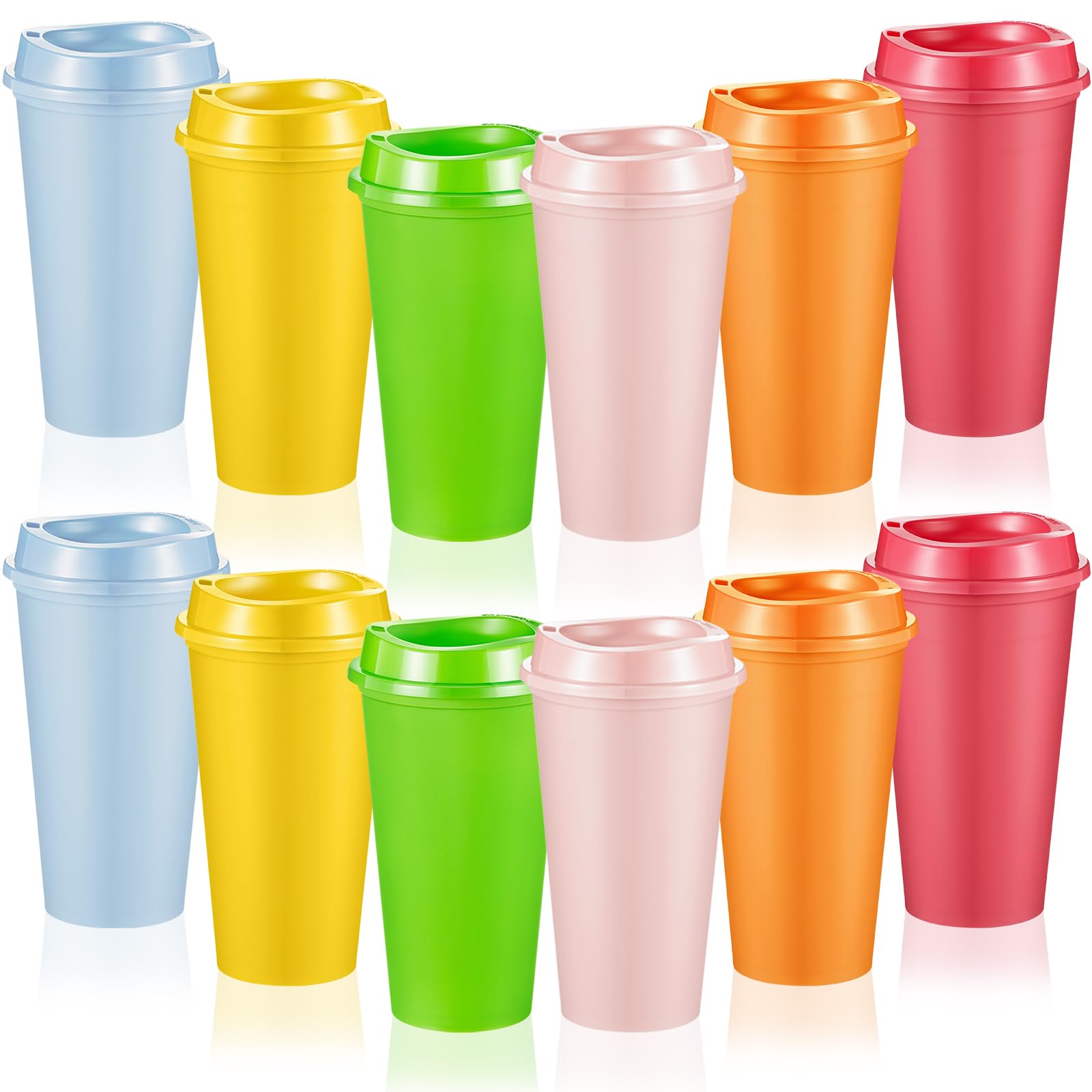 Amazon.com | FillTouch 12 Pcs Reusable Coffee Cups with Lids 16 oz ...