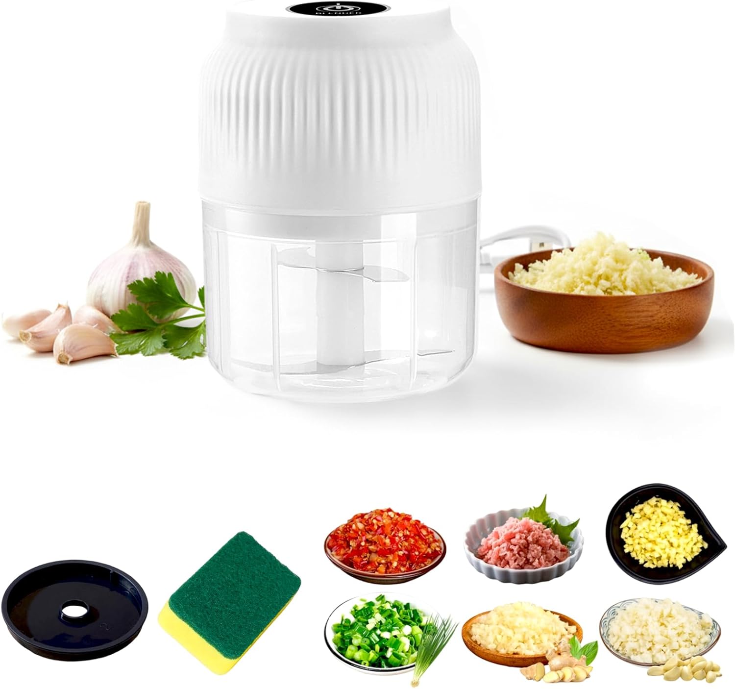 Amazon.com: 300ml Capacity Electric Garlic Chopper, Mini Portable ...
