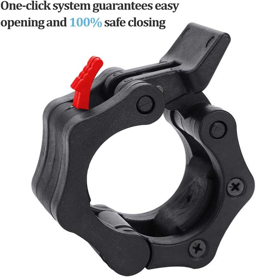 FINEBAG Black 50mm Olympic Barbell Clamp (Pair) Collar Clip Weight ...
