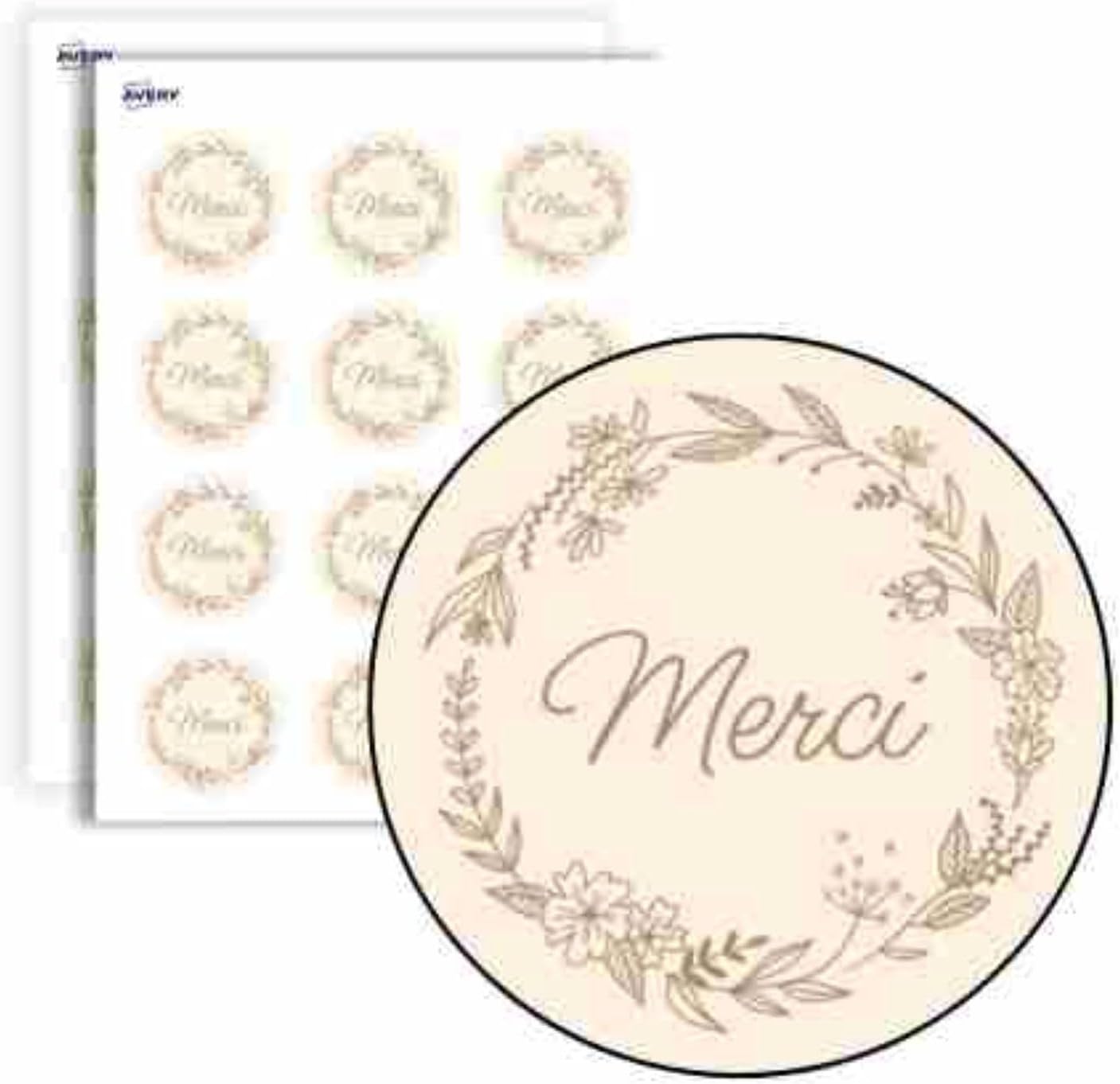 Avery - 140 Etiquettes Merci Rondes Autocollantes - 35 Mm - Papier ...