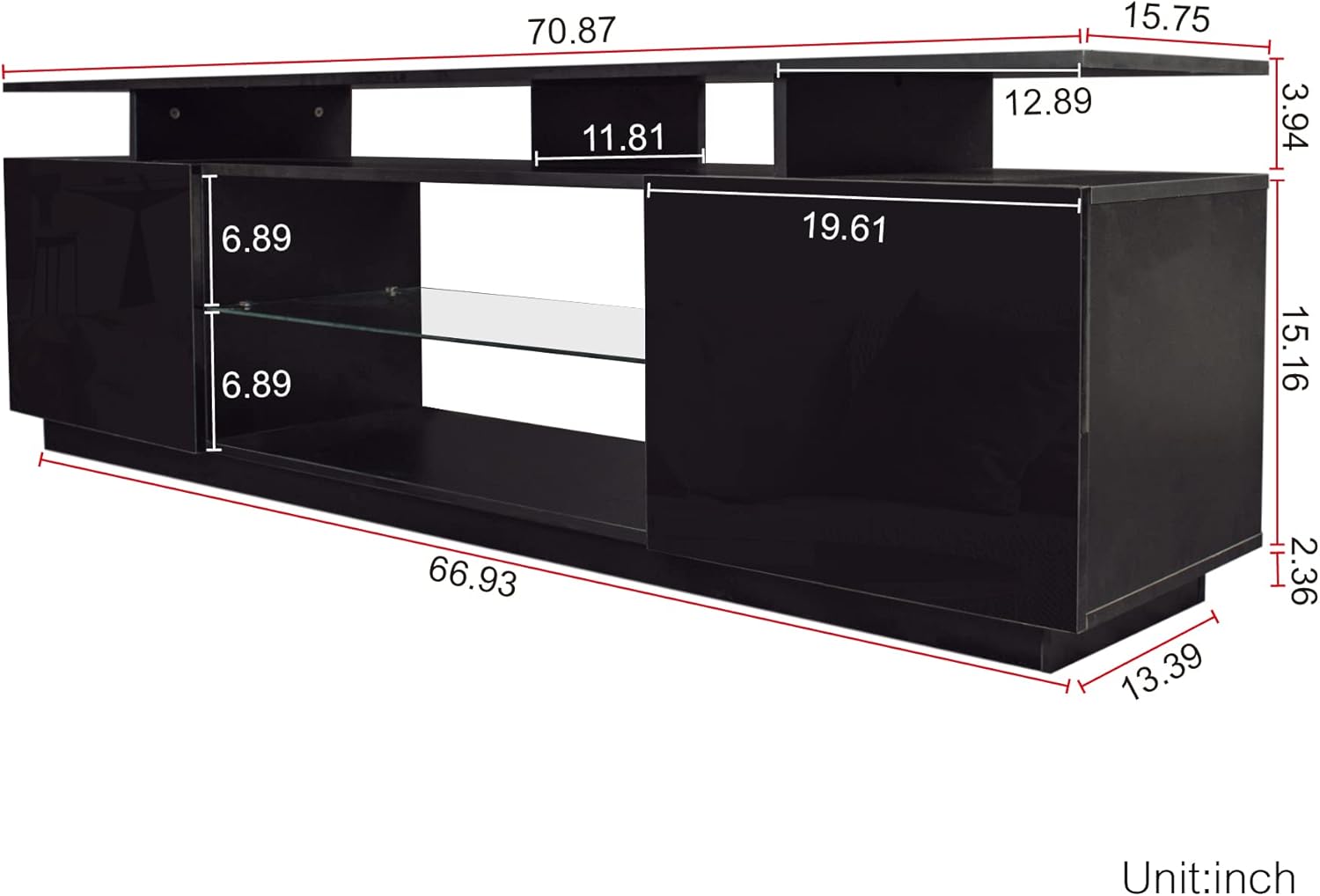 Buy Holaki LED TV Stand,Modern High Gloss TV Console with 20 Color LEDs ...