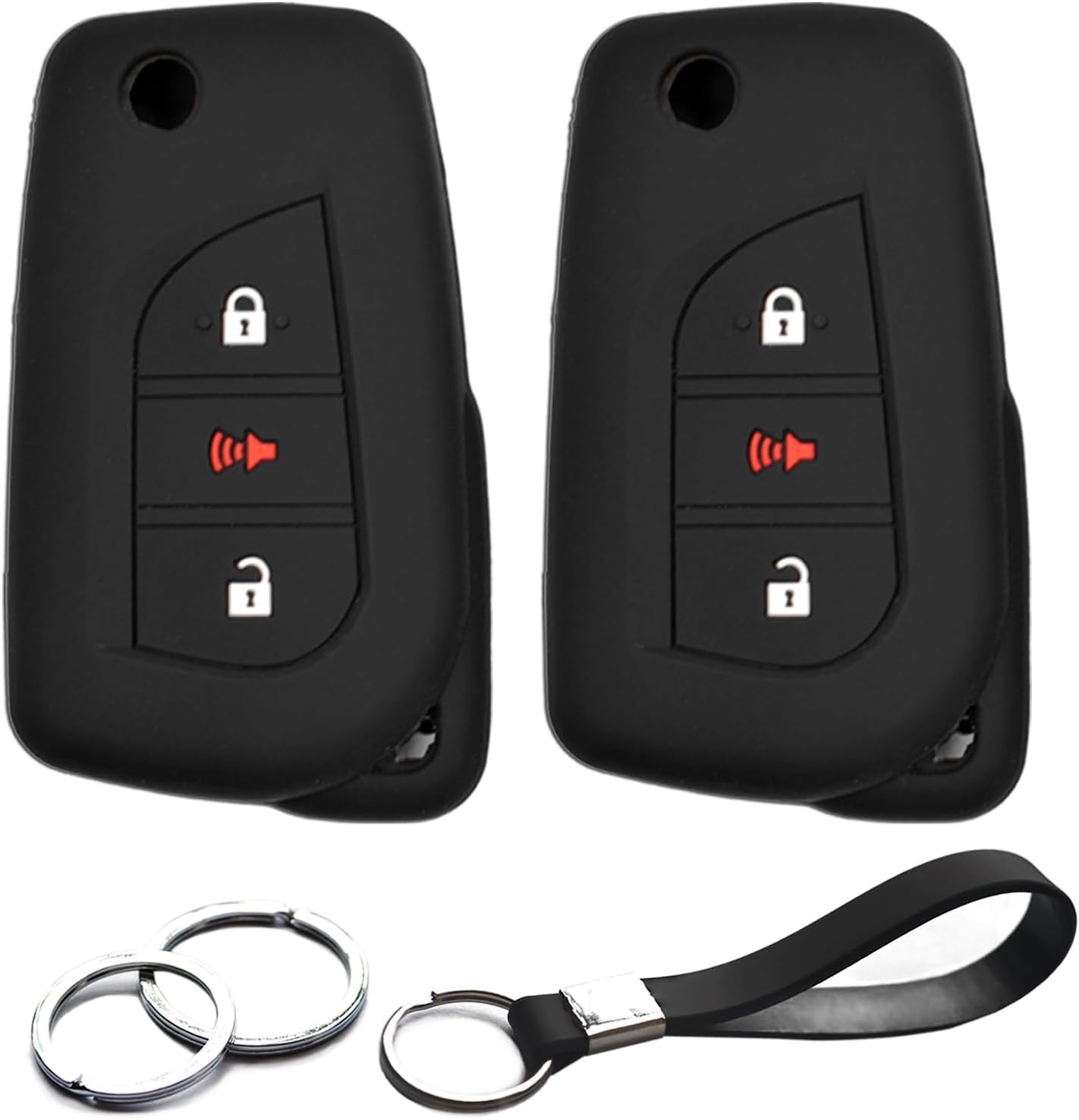 Amazon.com: INFIPAR 2pcs Compatible with Toyota Flip 3 Buttons Black ...
