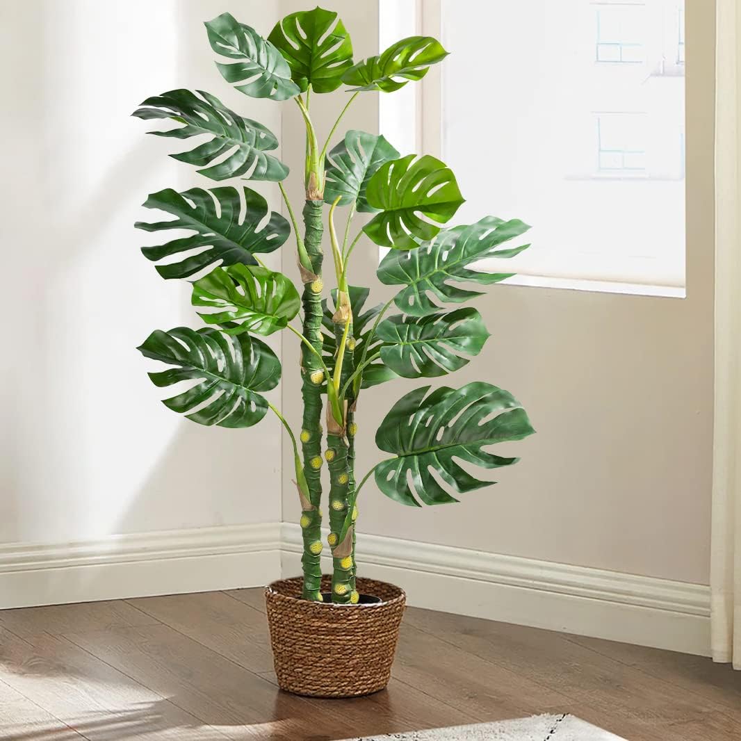 Amazon.com: Mingfuxin 4ft Artificial Trees, 47.3" Faux Monstera ...
