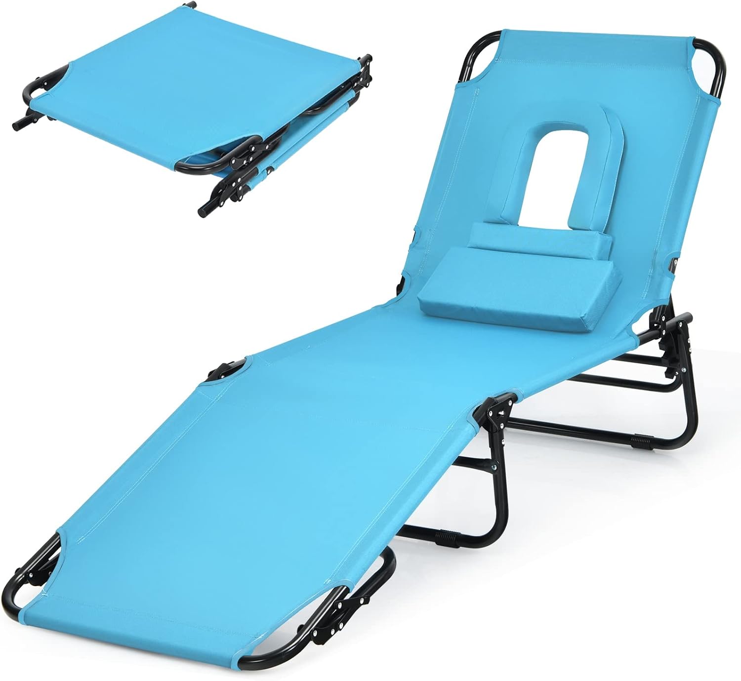 Amazon.com : gotoplay Folding Beach Lounge Chair w/ 5 Adjutable ...