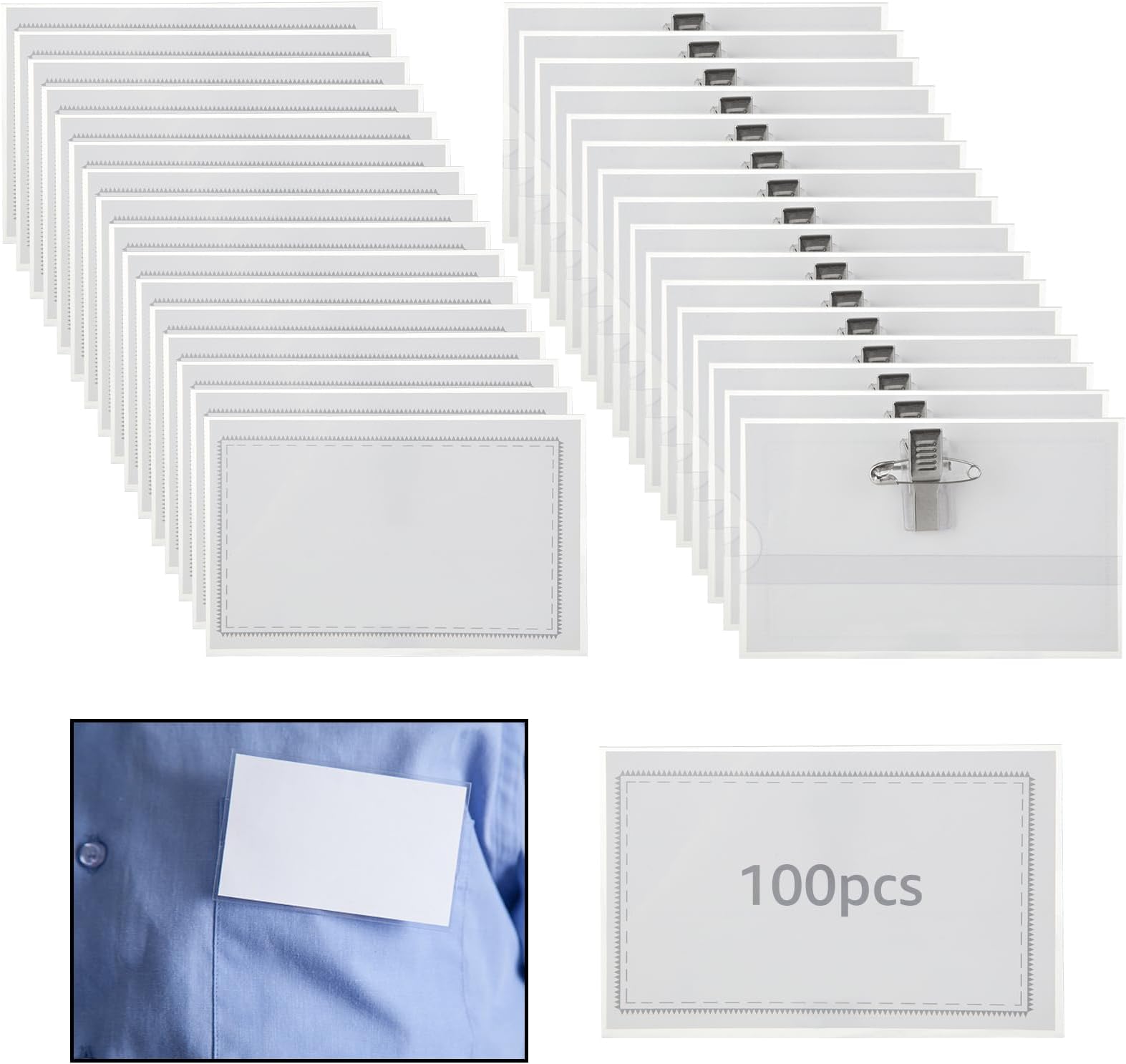 GOYADA 100 Pcs Name Badges for Work, Plastic Name Badge with Pin and ...