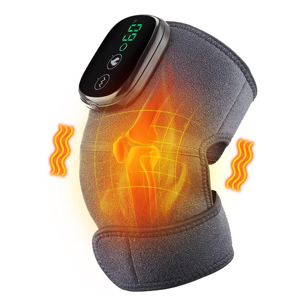 Heated Knee Brace Wrap, Adjustable Heated Vibration Knee Massager ...