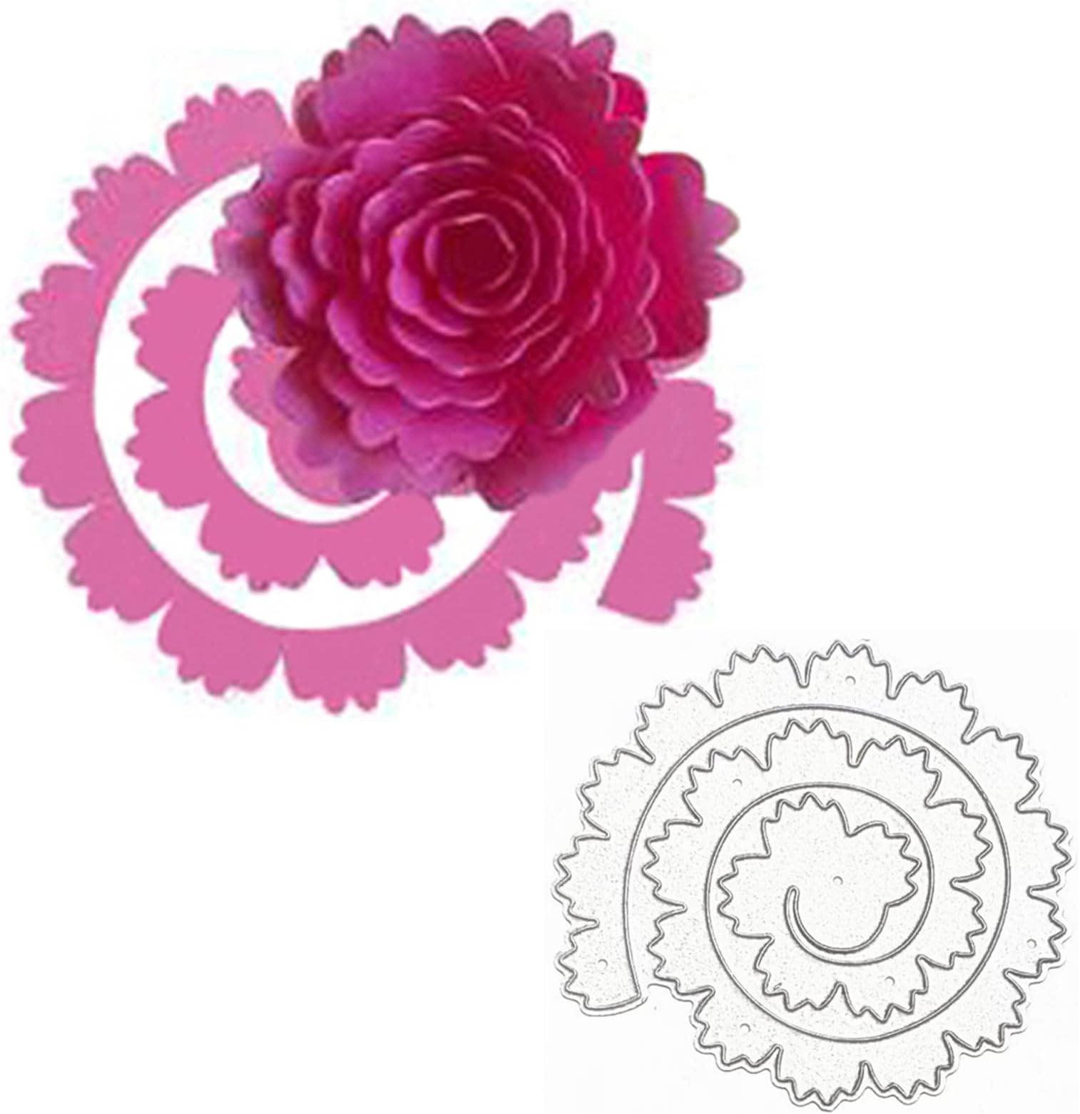 Amazon.com : 10Pcs 3D Flowers Spiral Metal Cutting Dies, 3D Layering ...