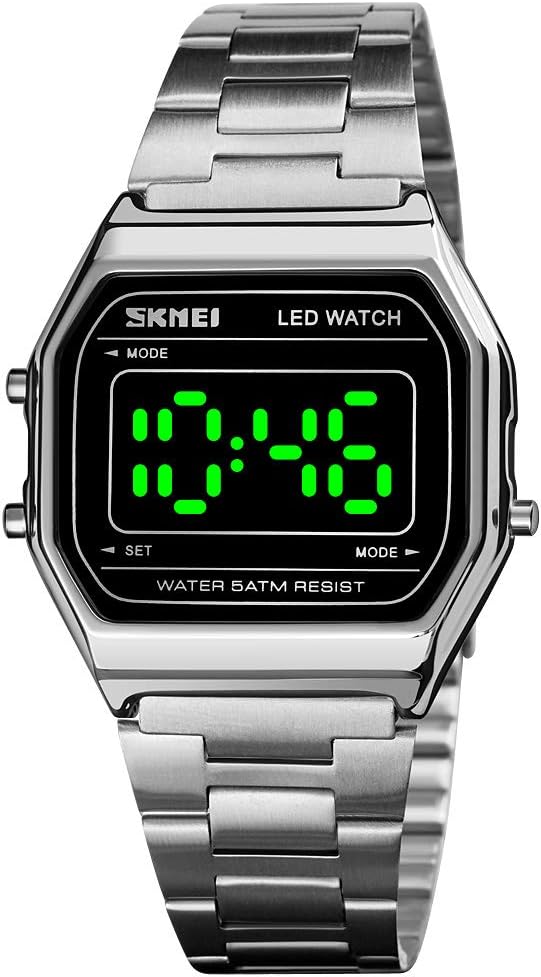 The Space LED Watch - Iconic Silver Retro 70s Style Digital Watch ...