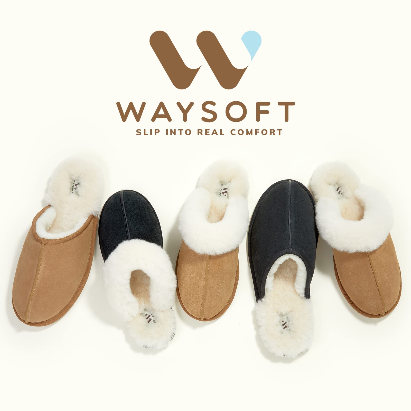 Snapklik.com : WaySoft Genuine Sheepskin Slippers Women Warm Fur Indoor ...
