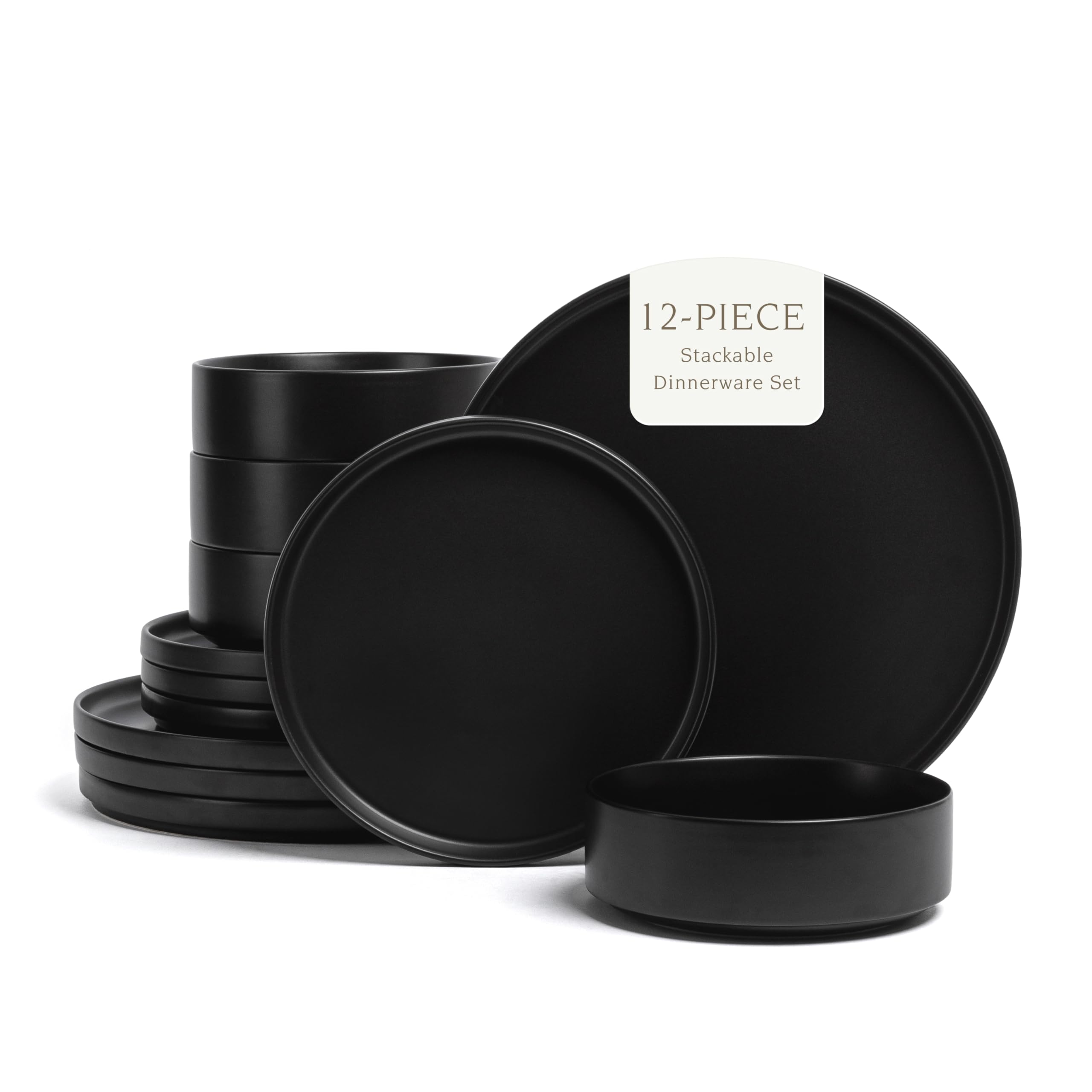 Amazon.com | over&back 12-Piece Stackable Dinnerware Dish Set ...