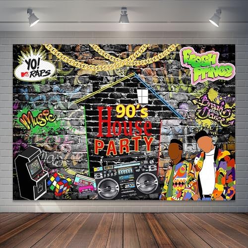 Amazon.com : Joliaco 10x7ft Hip Hop 90's House Party Backdrop Graffiti ...