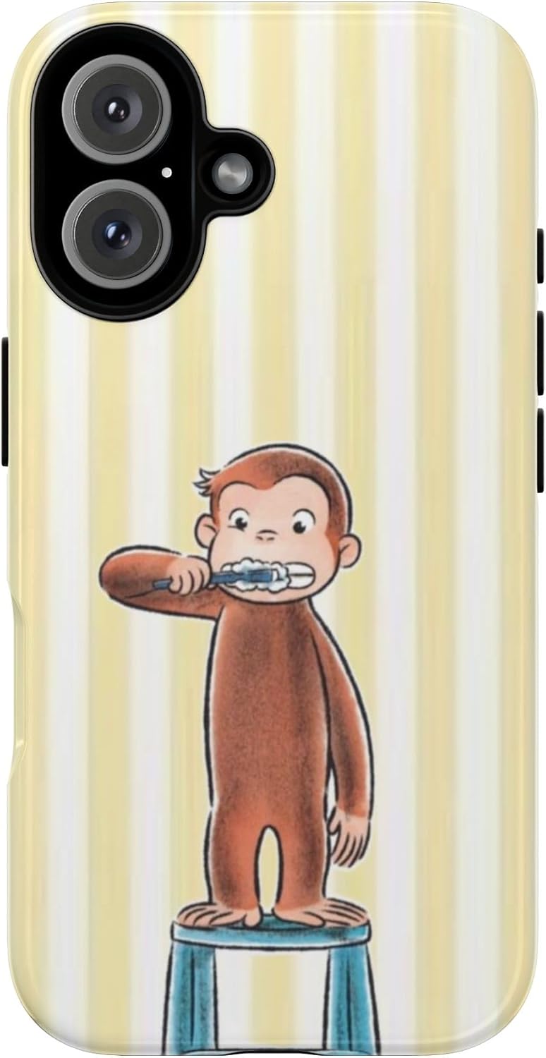 Amazon.com: Lemon Stripe Routine Curious Monkey George PhoneCase ...
