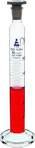 Graduated Cylinder, 50mL - Class B - 14/23 Polypropylene Stopper - Round Base, Blue Graduations ...