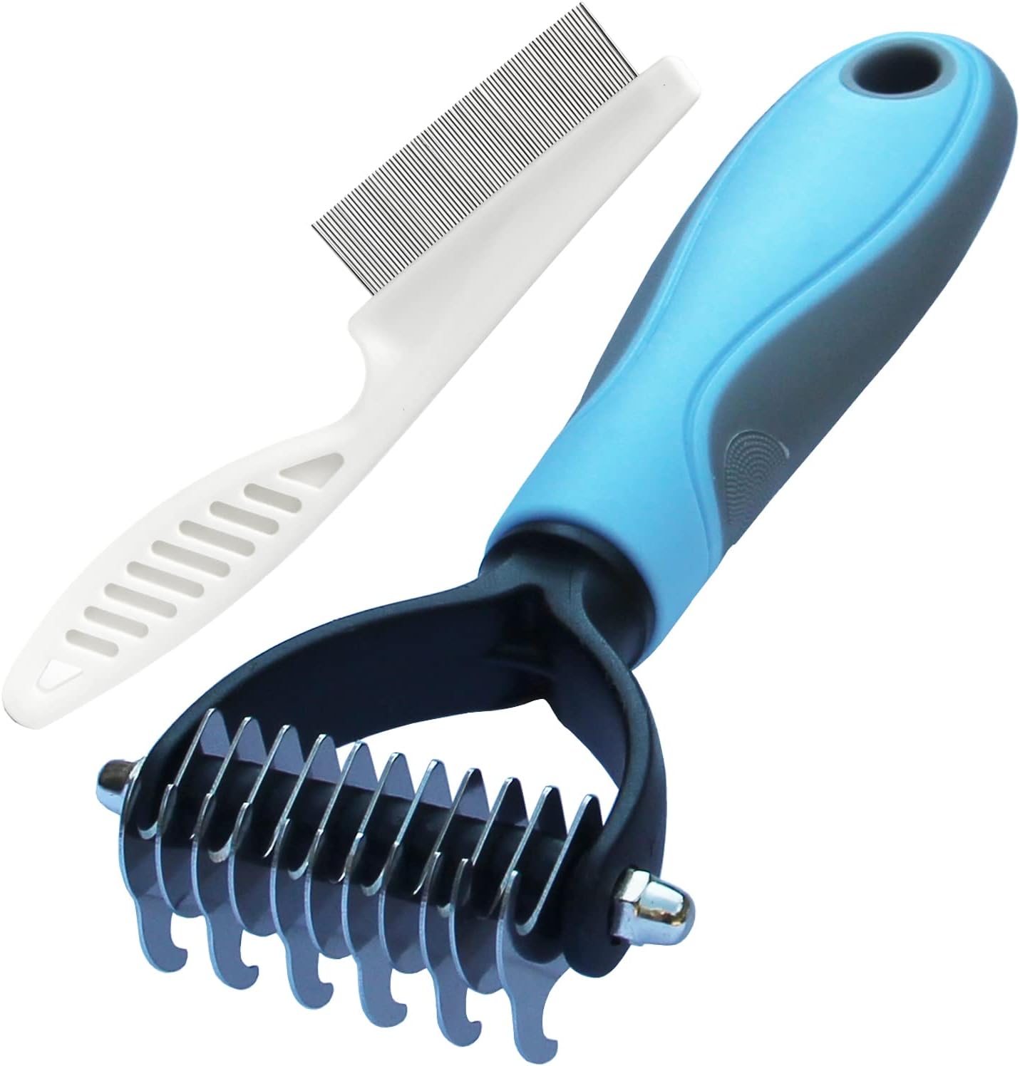 Pecute Grooming Dematting Comb Tool Kit - Double Sided Blade Rake Comb ...