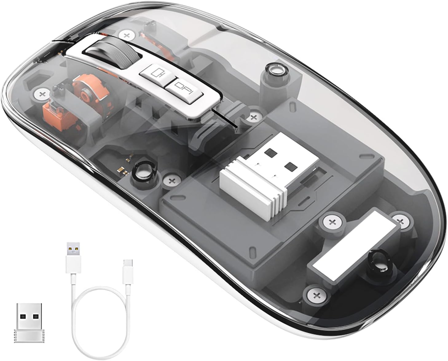 Meryado Mouse Inalámbrico Transparente,Mouse Recargable Ergonómico ...