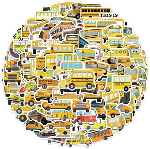 Amazon.com: 480 Pcs School Bus Stickers Album Cute School Bus Stickers ...