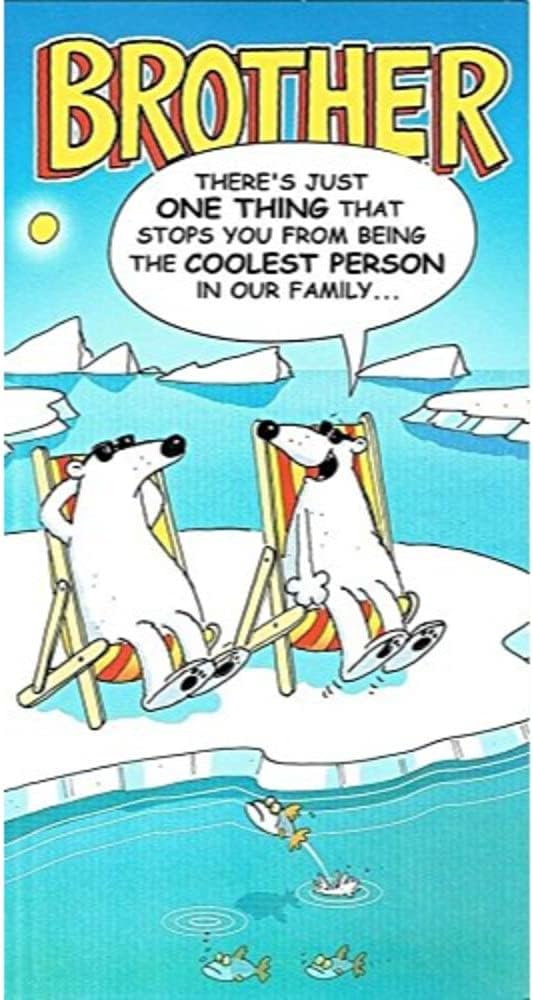 Hanson White Brother Birthday Card - Cool Polar Bears 9" x 4.75" Code ...