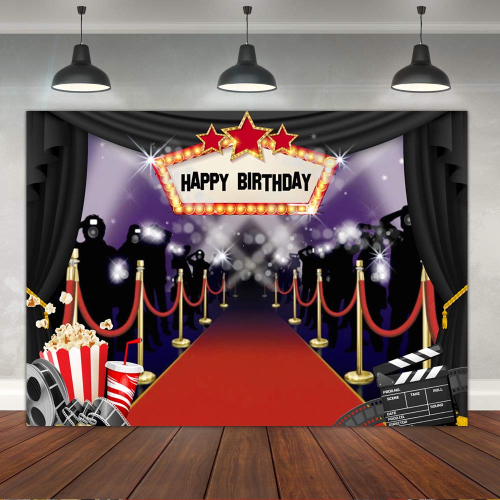 Happy Birthday Backdrop Red Carpet Theme Marquee Hollywood Movie Night ...