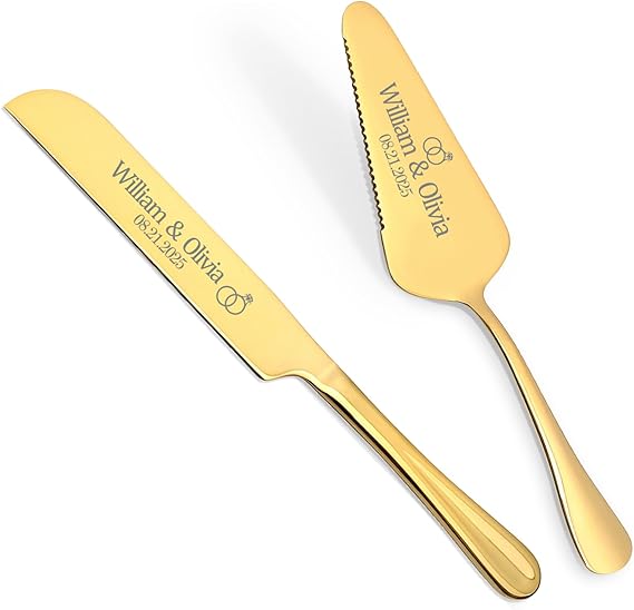 Amazon.com | HJX Personalized Wedding Cake Knife and Server Set,Custom ...