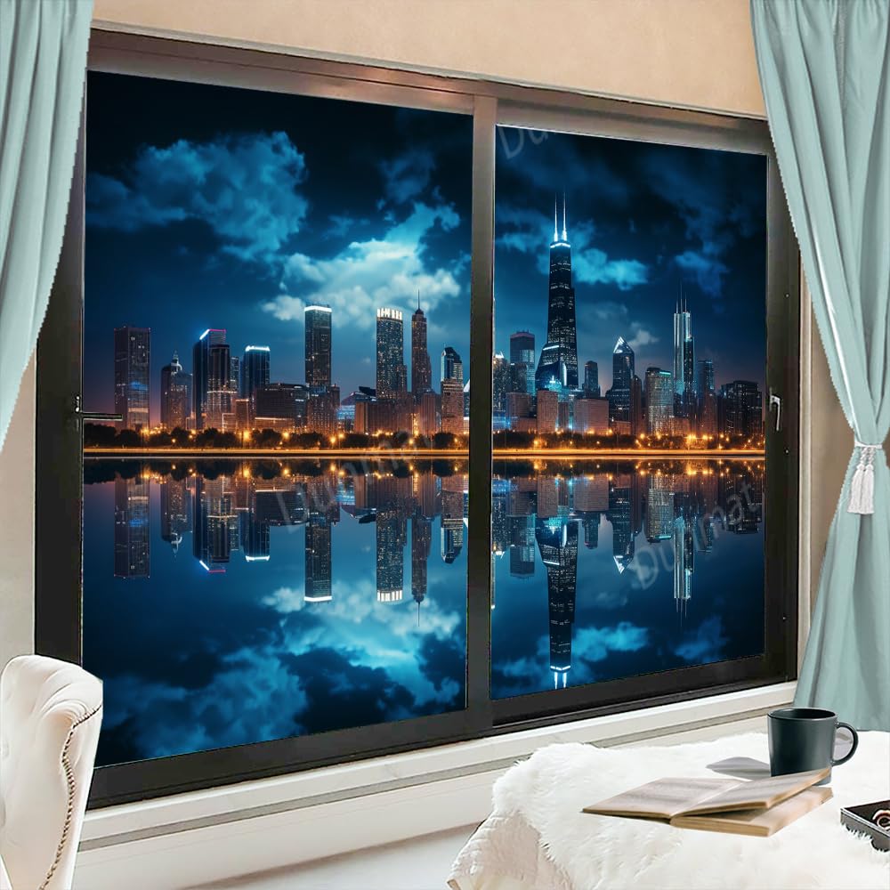 Amazon.com: Dunmat Modern City Window Privacy Film Dark Sky Nature Sea ...
