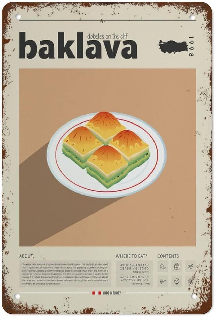 Amazon.com: Aluminum Tin Sign Baklava Food Print Turkish Food Retro ...