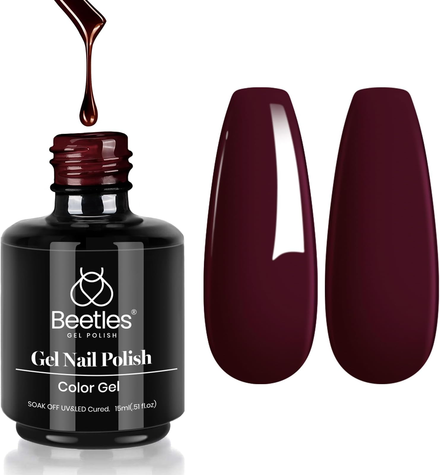 Amazon.com: beetles Gel Nail Polish, 1 Pcs 0.5Oz 15ml Dark Maroon Red ...