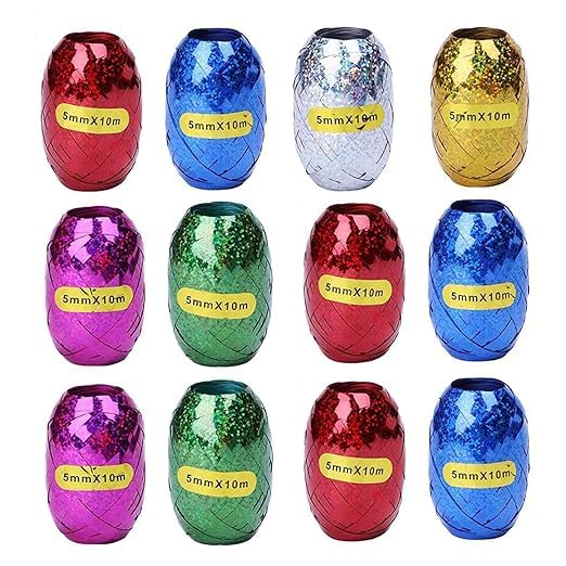 Pop The Party 120m Curling Ribbon, 12 Pack Assorted Color Gift Ribbon ...